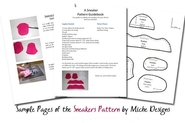 Sneakers 18 inch Doll Shoe Pattern PDF Download