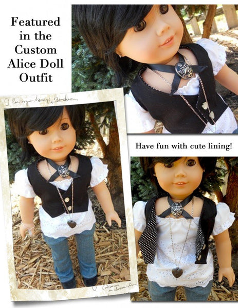 Lined Vest 18 inch Doll Clothes Pattern PDF Download