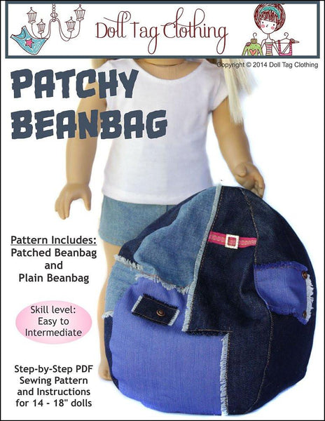 Patchy Bean Bag for 18 inch Dolls Pattern PDF Download