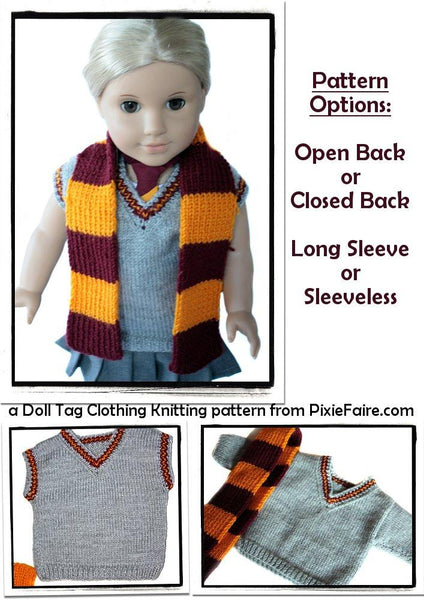 School Sweater 18 inch Doll Clothes Pattern PDF Download