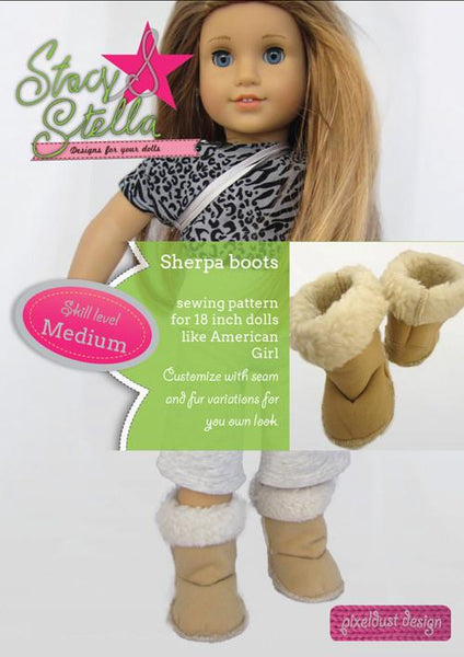 Sherpa Boots 18 inch Doll Shoes PDF Pattern